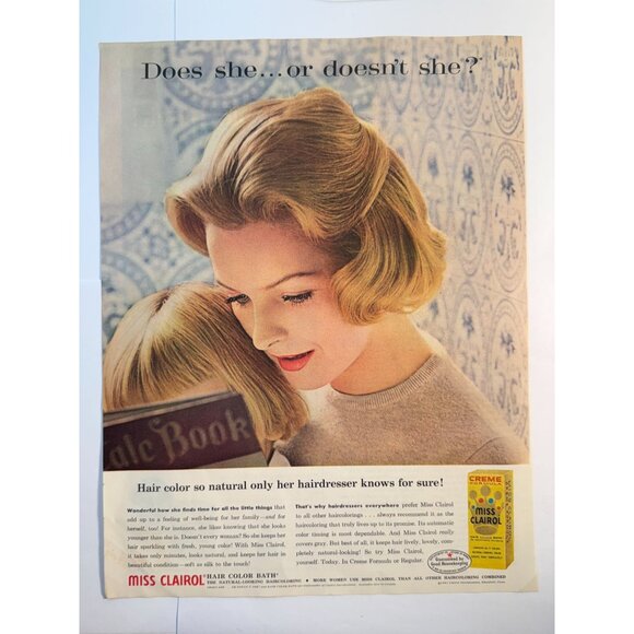 Art | Vintage 1961 Miss Clairol Creme Hair Color Beauty Advertisement ...